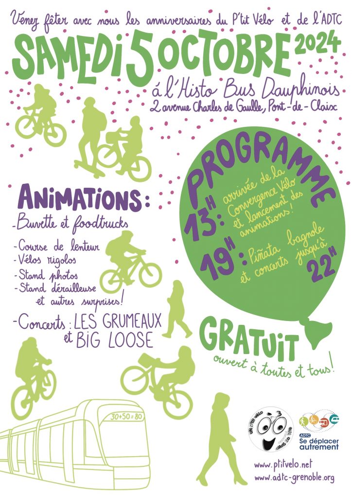 ce samedi 5/10, c’est anniversaireS !! – ADTC – Se déplacer autrement
